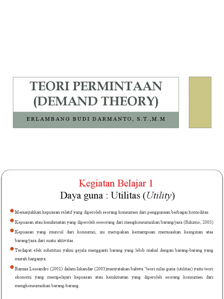Teori Permintaan (Demand Theory) | PDF | Pengelolaan Keuangan & Uang