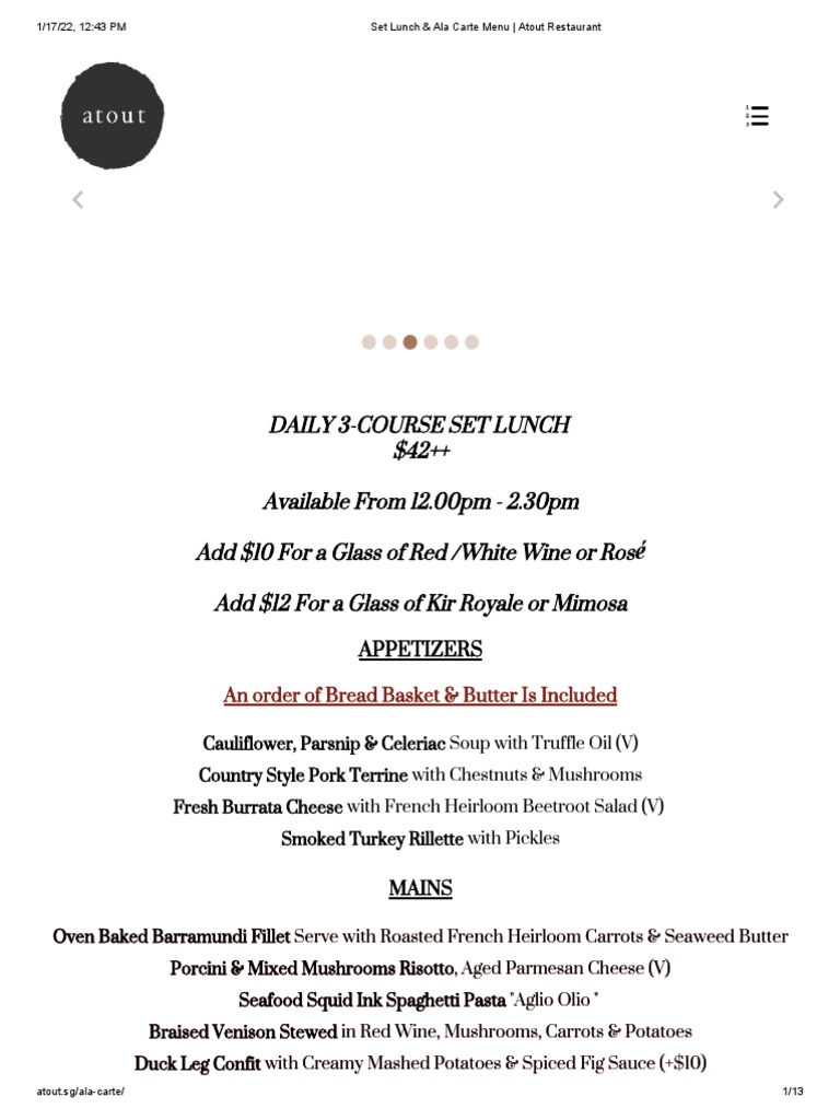 Atout Restaurant Menu | PDF