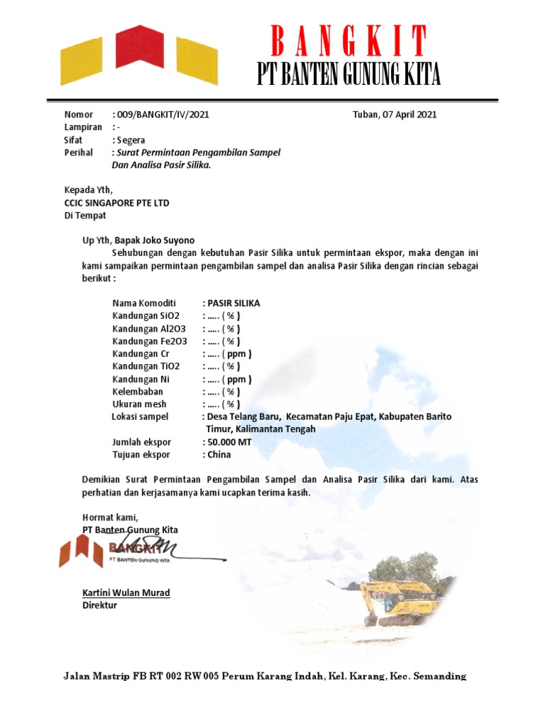 Surat Pengambilan Sample CV Rizki | PDF