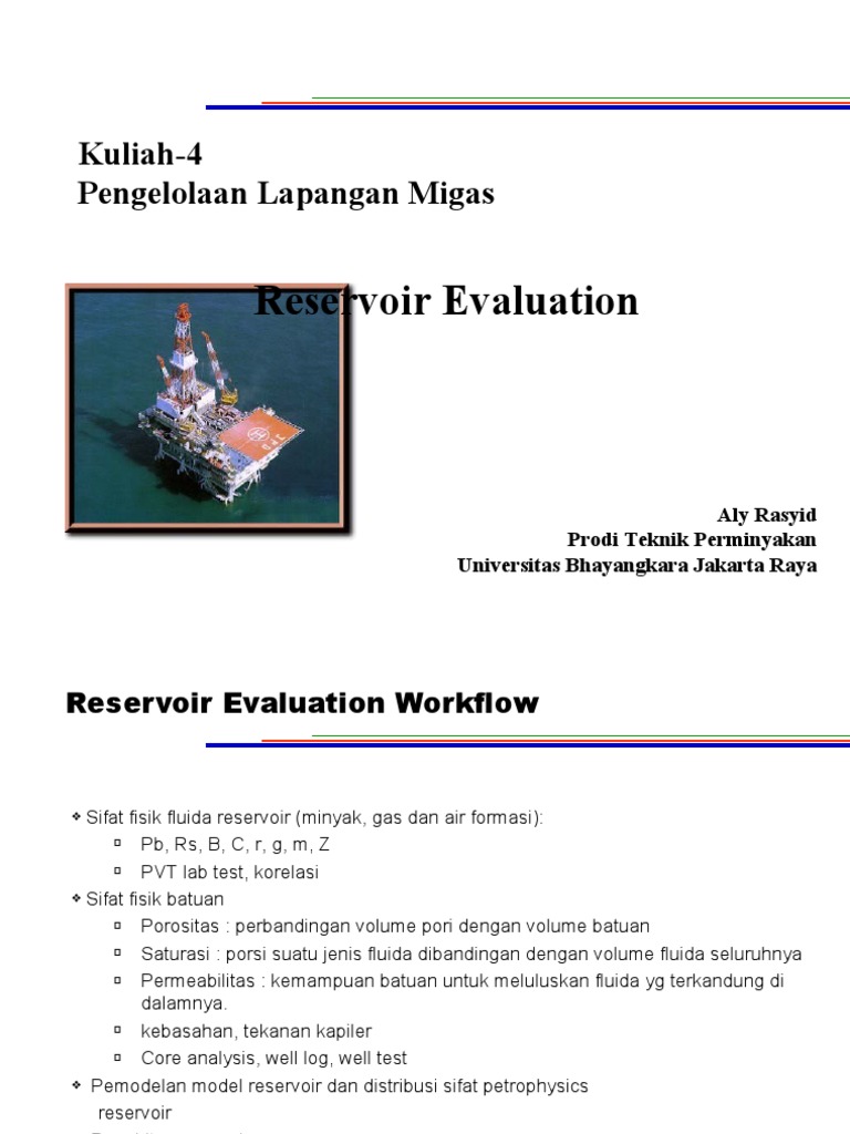 Kuliah-7&8 Pengelolaan Lapangan Migas - Reservoir Evaluation | PDF ...