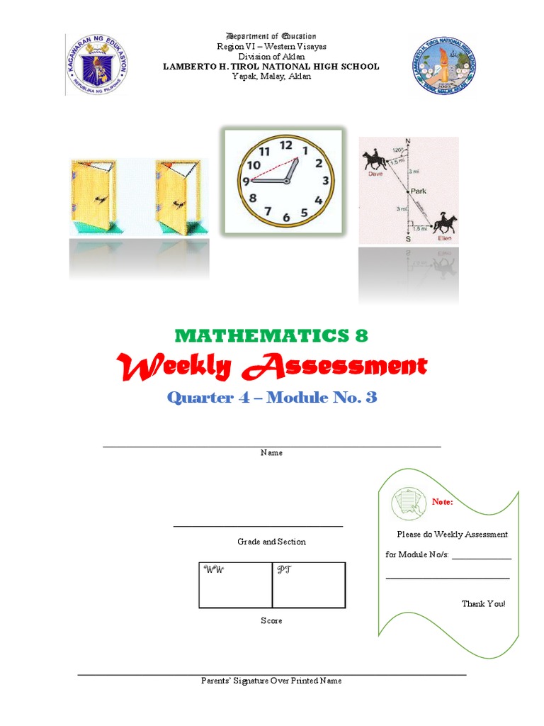Math 8 Weekly Assessment | PDF | Teaching Methods & Materials