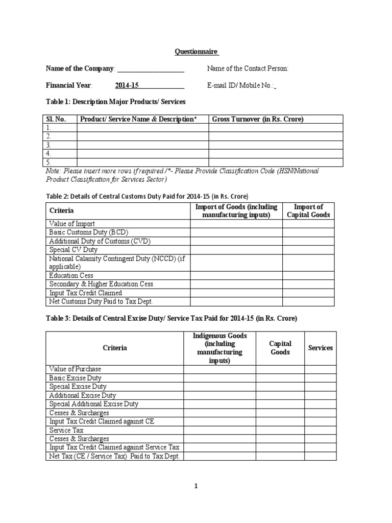 GST Questionnaire | PDF | Taxes | Value Added Tax