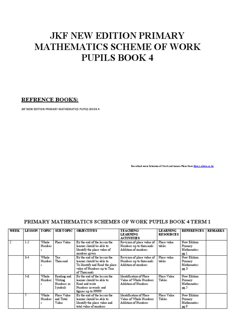 JKF - Primary Mathematics - Pupils Book 4 - Schemes of Work - V5 | PDF ...
