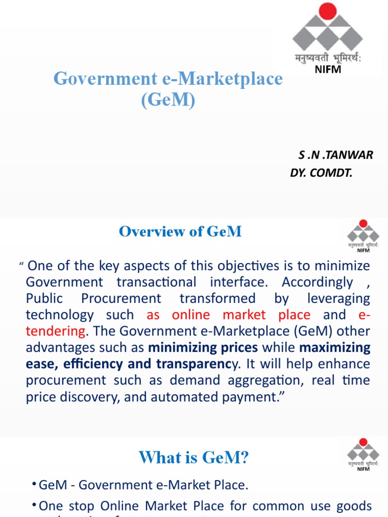 Intro to GeM - As Per GFRs 2017 | PDF