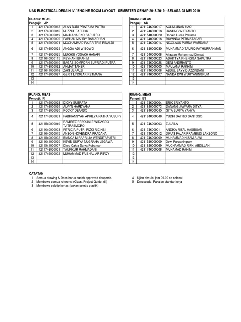 Electrical Design Exam Schedule | PDF