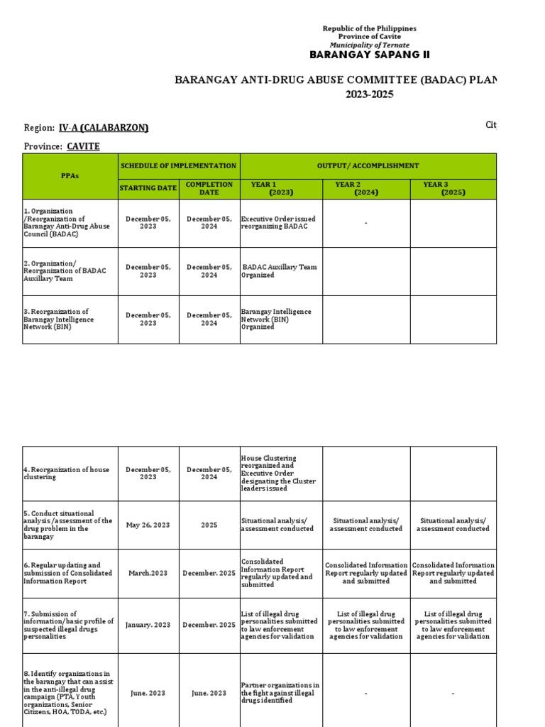 BADAC Plan of Action | PDF | Finance & Money Management | Social Science
