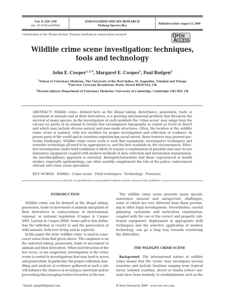 Wildlife crime scene investigation techniques, | PDF
