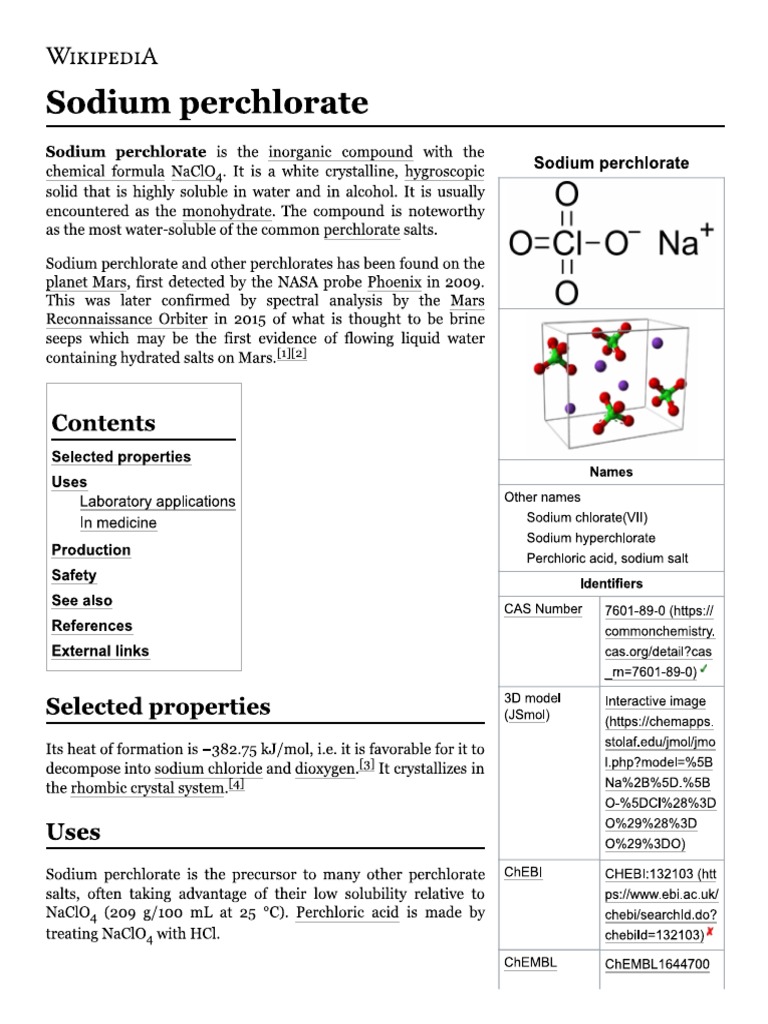 Sodium Perchlorate | PDF