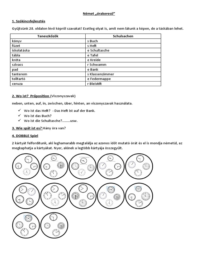 Játékos-német-feladatok | PDF