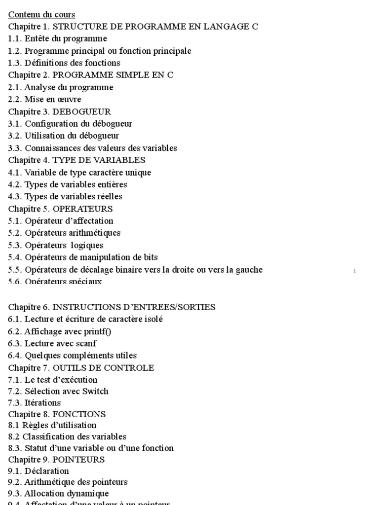L1 Langage C 2020 Pdf Structure De Contrôle Pointeur Programmation 