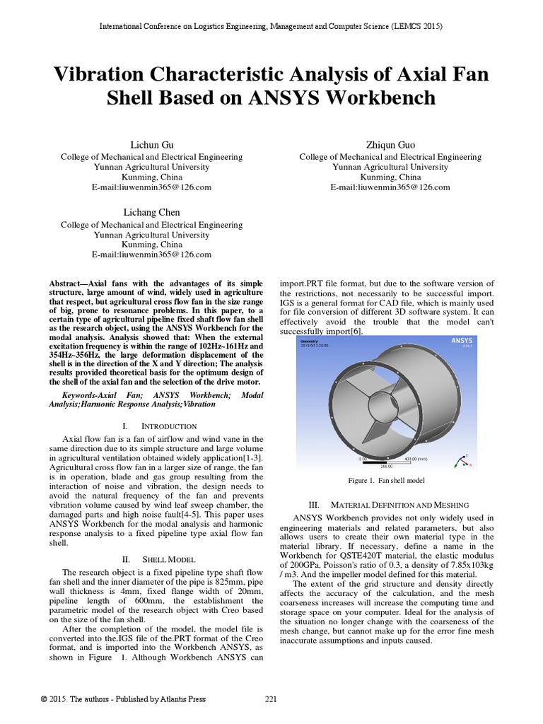 Vibration Characteristic Analysis of Axial Fan Shell Based On ANSYS ...