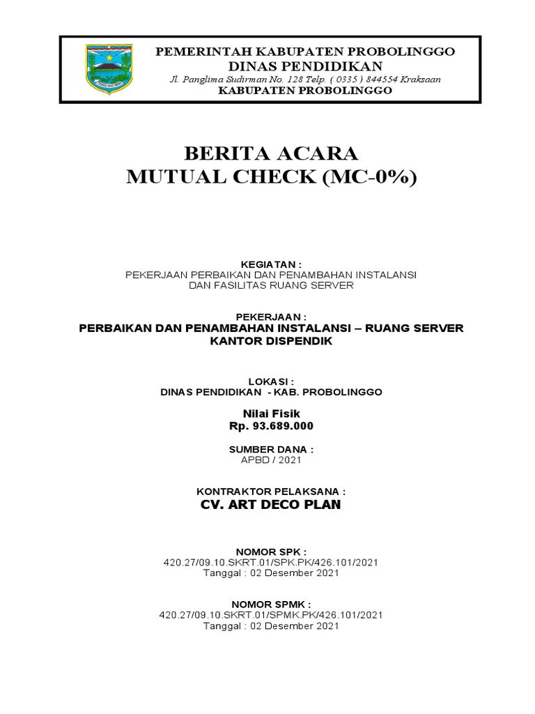Ba MC-0% - Gedung Diknas | PDF