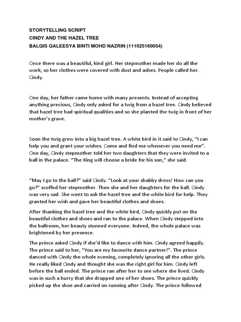 Cindy and Hazel Tree 1 - Storytelling Script | PDF | Mystery, Thriller ...