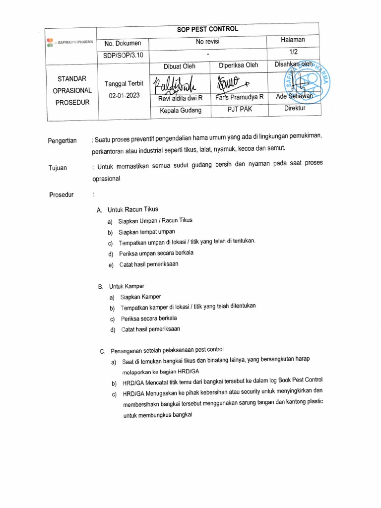 3.10 SOP Pest Control | PDF