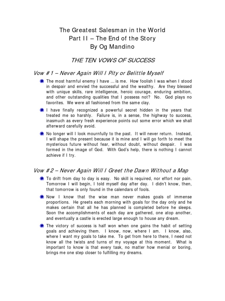 Ten Vows for Sales Success | PDF | Courage