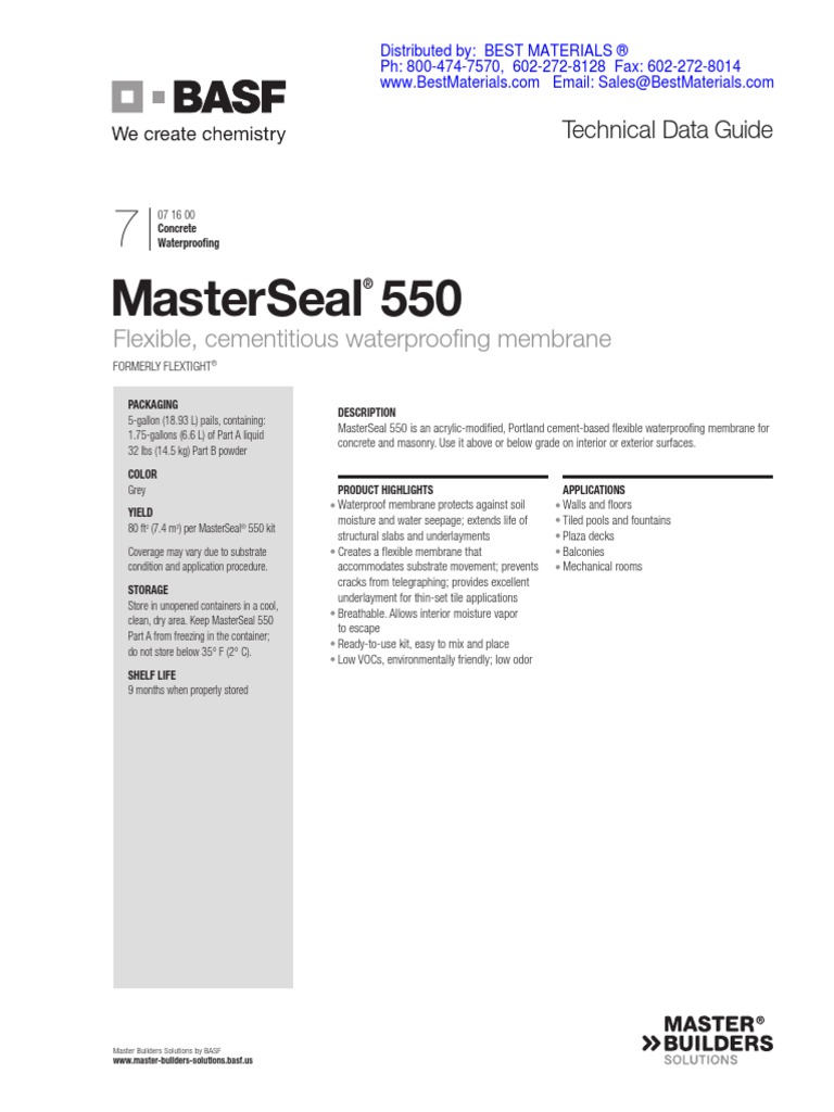 Basf Masterseal 550 Tds | PDF