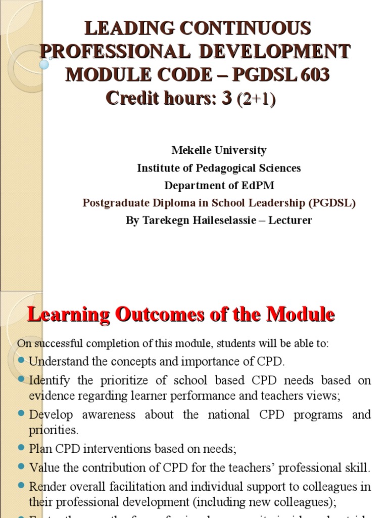 Leading Continuous Professional Development | PDF | Teachers | Learning