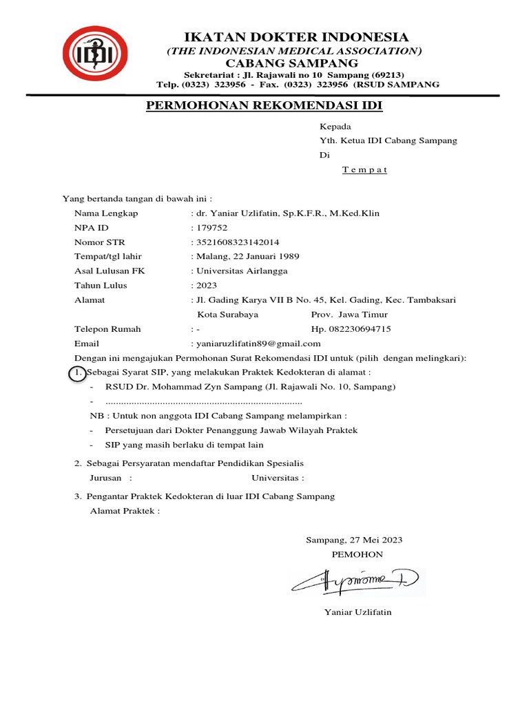 FORM PERMOHONAN REKOM | PDF