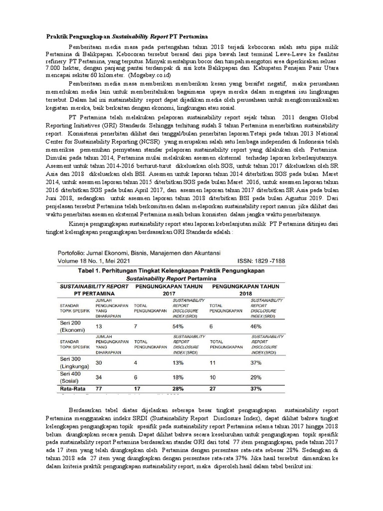 Contoh Kasus Suistainbility Report | PDF
