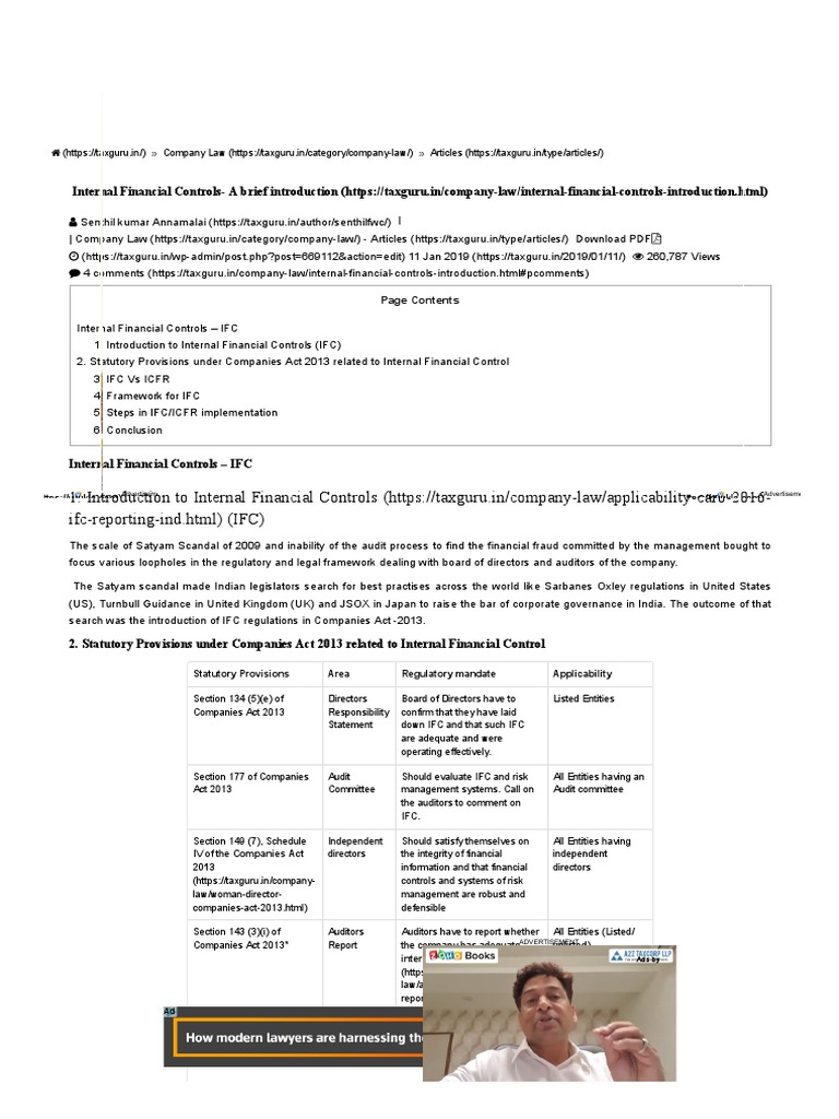 Internal Financial Controls - Implementation Process | PDF | Internal Control | Audit