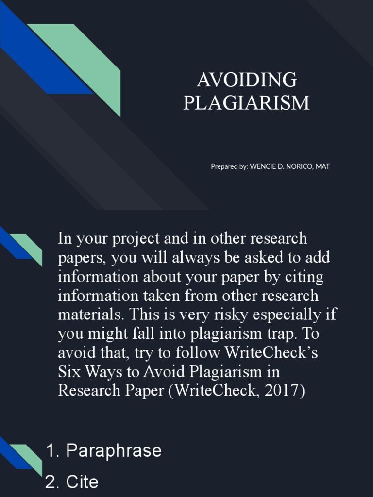 Avoiding Plagiarism | PDF