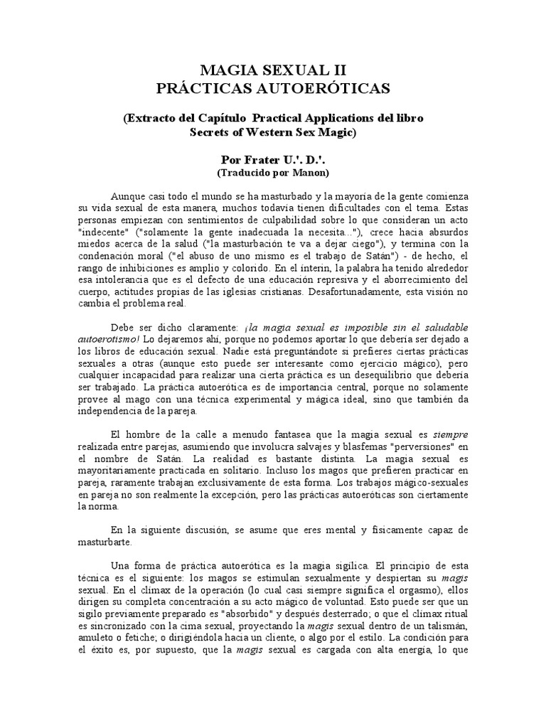Magia Sexual Ii PrÁcticas AutoerÓticas Extracto Del Capítulo Practical