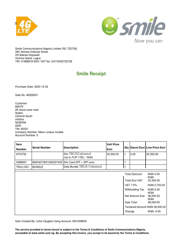 Smile Receipt - 46529201 | PDF | Value Added Tax | Market (Economics)