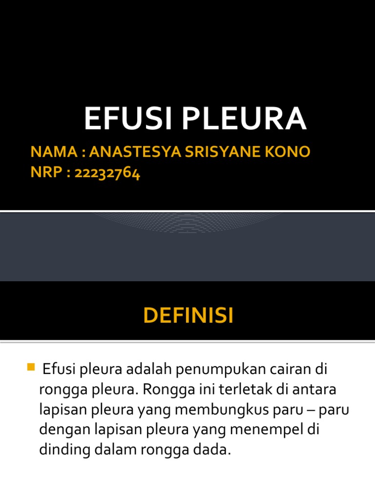 Tugas Patofisiologi Efusi Pleura Anastesya Srisyane Kono 22232764 | PDF