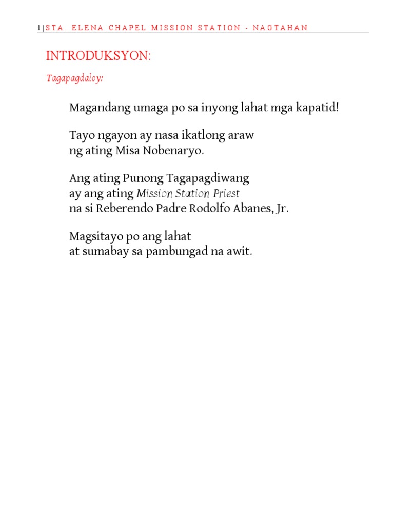 Rites - Ikatlong Araw NG Misa Nobenaryo (Edit Intro) | PDF