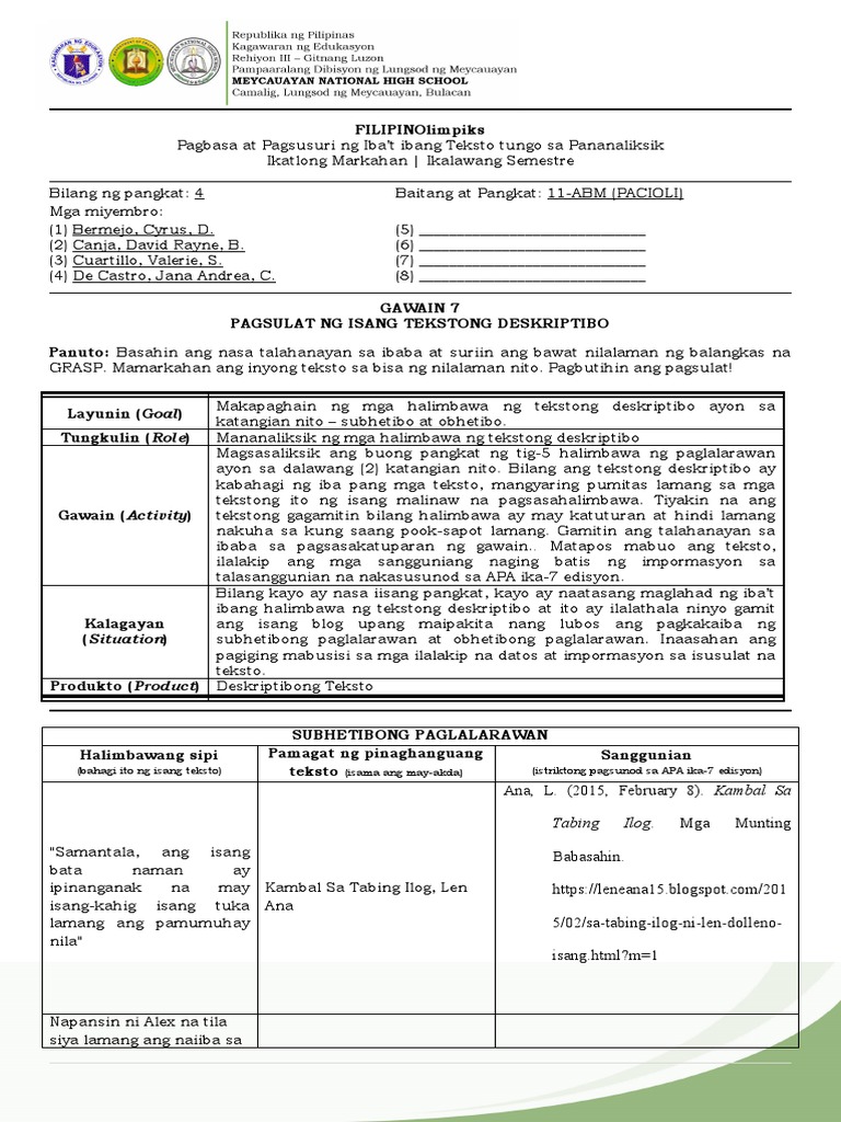 TEKSTONG-DESKRIPTIBO | PDF