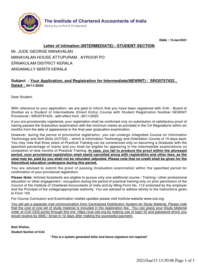 Inter Reg Letter | PDF