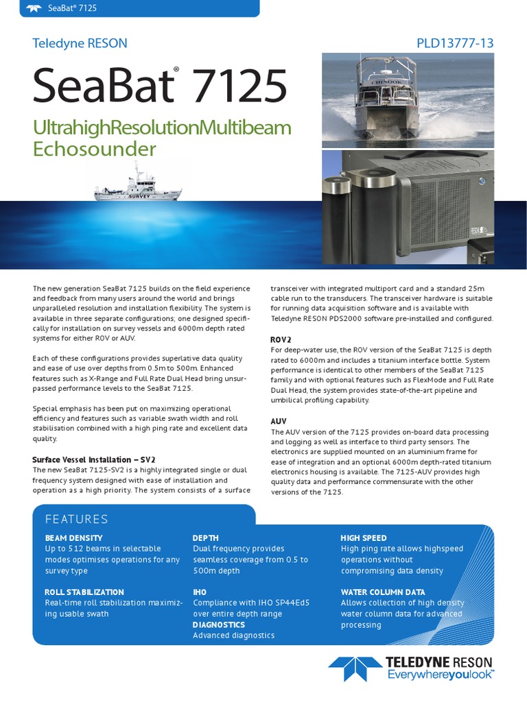 Teledyne Reson SeaBat 7125 Multibeam Echosounder | PDF | Equipment ...