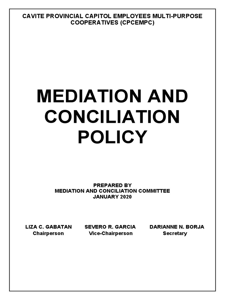 Mediation and Conciliation Policy - 2020 | PDF