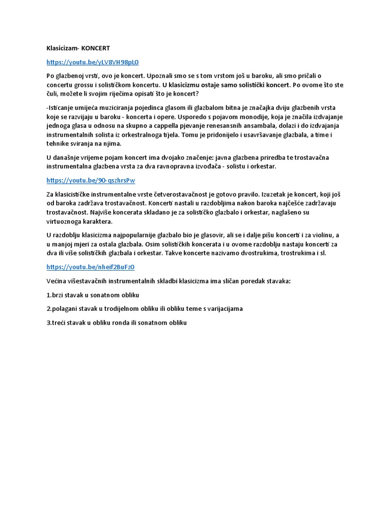 Klasicizam - Koncert | PDF