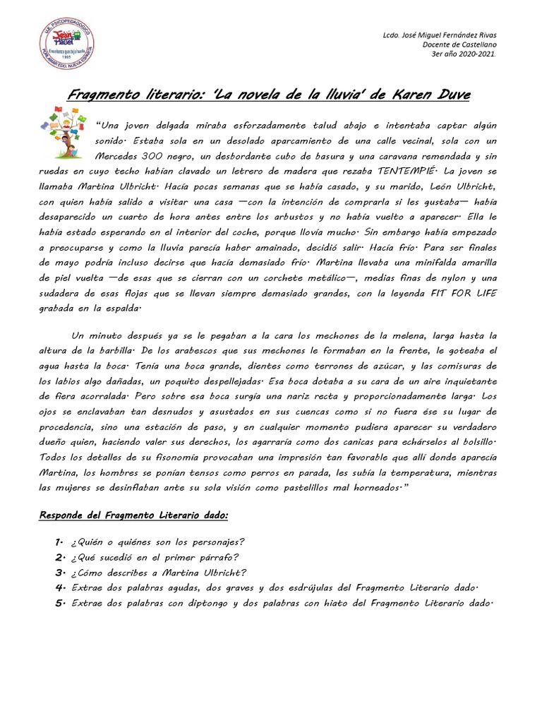 Fragmento de Novela (Análisis) | PDF