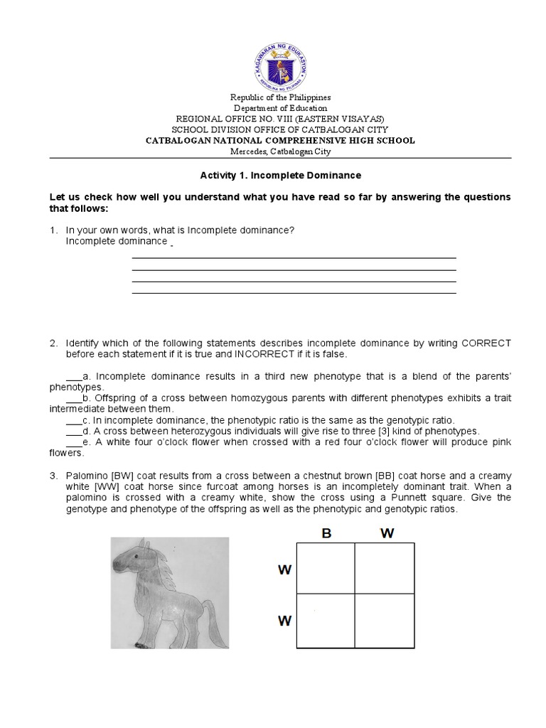 Exercises in Science 9 | PDF | Dominance (Genetics) | Genotype
