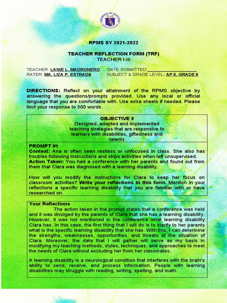 TRF Objective 9 | Download Free PDF | Attention Deficit Hyperactivity ...