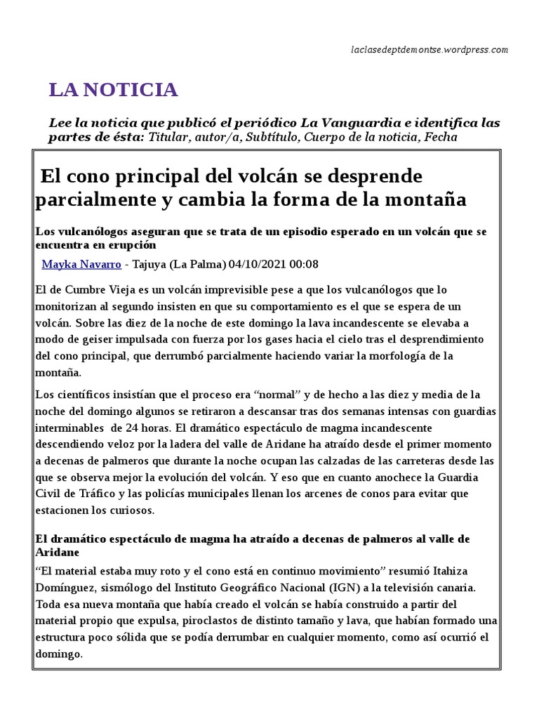 Noticia Sobre El Volcan | PDF
