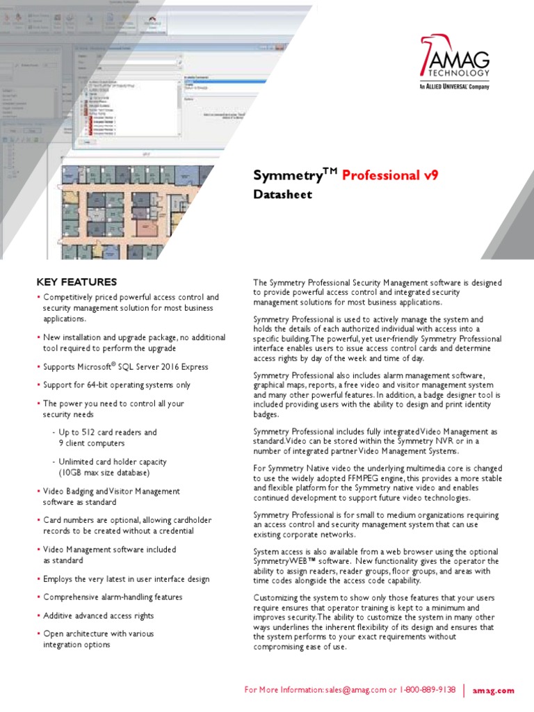 AMAG-5013 DataSheet ProfessionalV9 202210 | PDF | Access Control | Microsoft Windows