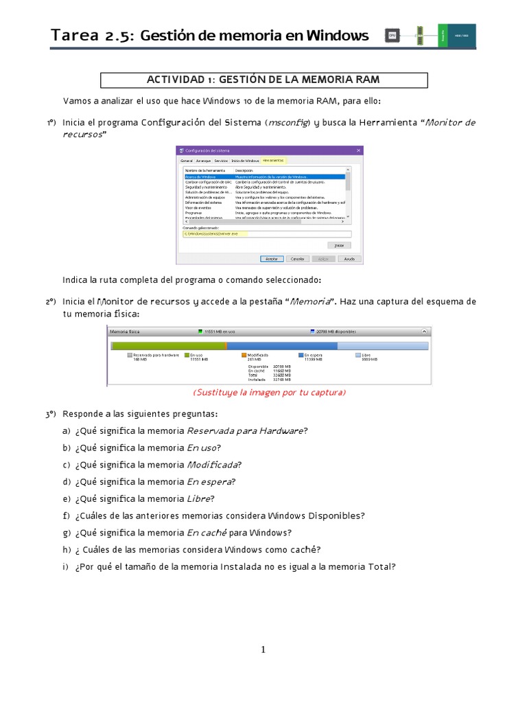TAREA 2.5 Gestión de Memoria en Windows (2022) | PDF | Windows 10 | Archivo de computadora