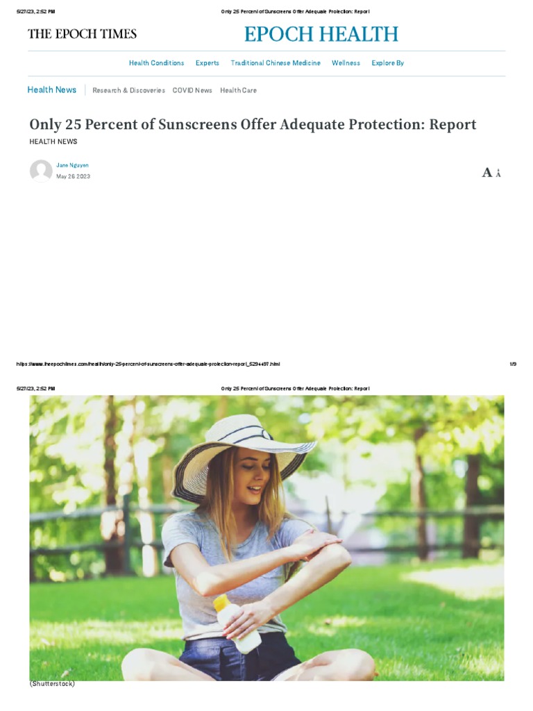 Only 25 Percent of Sunscreens Offer Adequate Protection_ Report | PDF ...