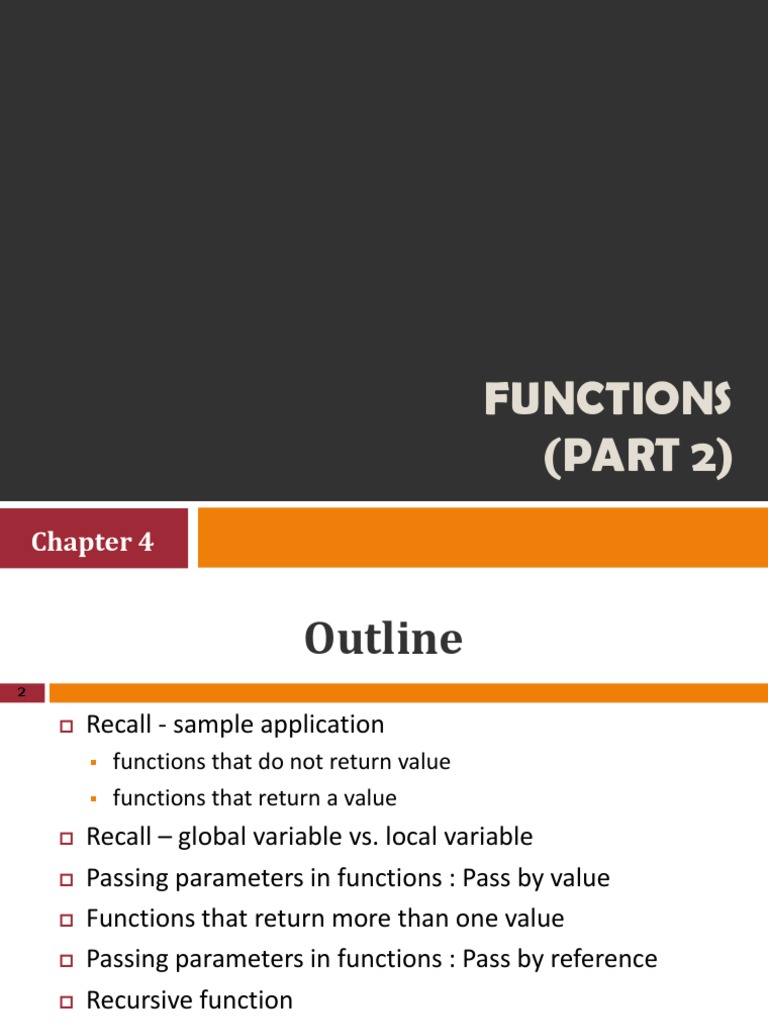 NMK10603 - Chapter 4 - Functions - Part 2 | PDF | Parameter (Computer Programming) | Software ...