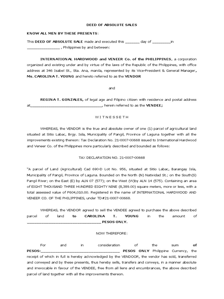 Deed of Absolute Sales Phase 2 Pangil | PDF | Law