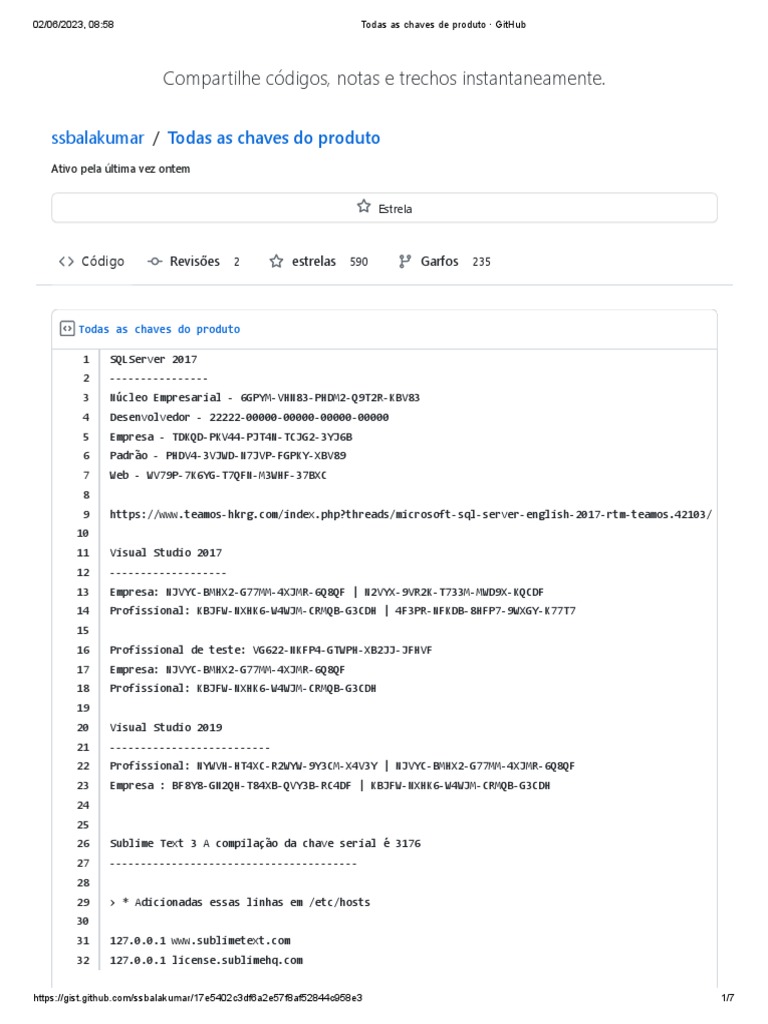 Todas As Chaves de Produto GitHub | PDF | Microsoft | Microsoft Office