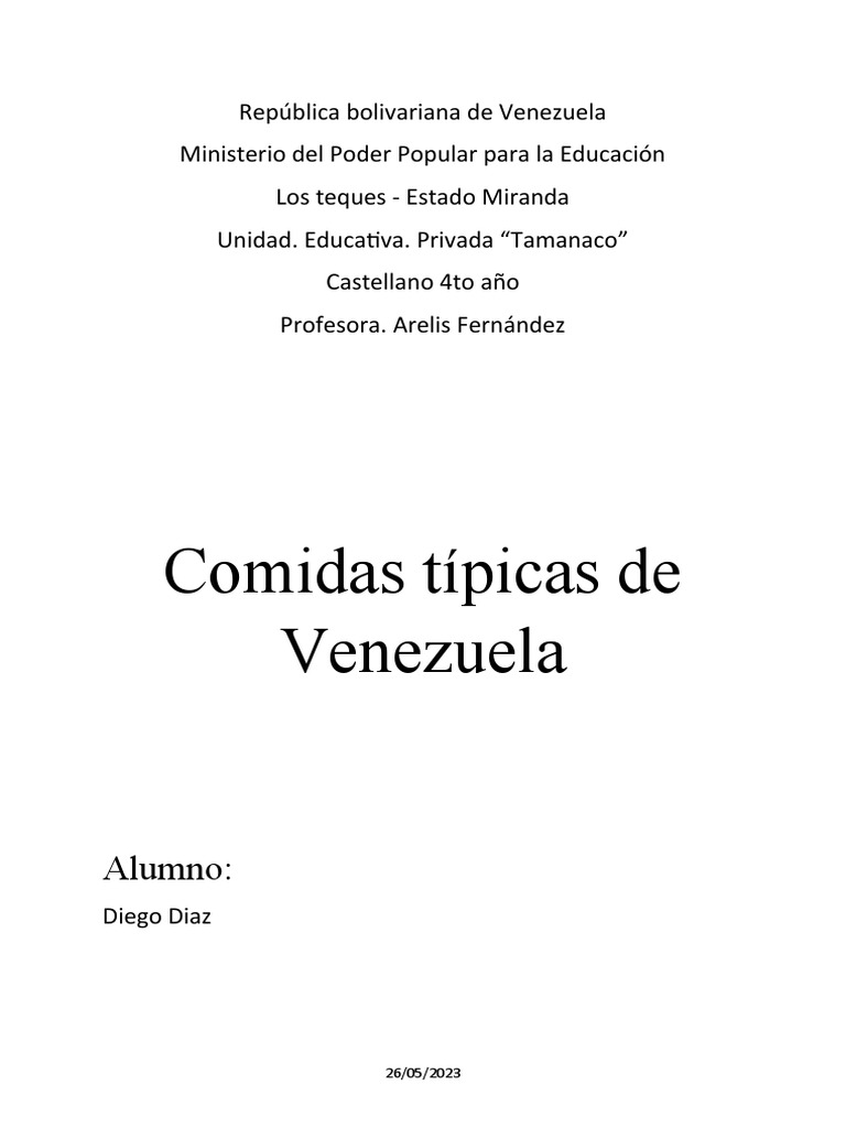 Comidas Tipicas Pdf
