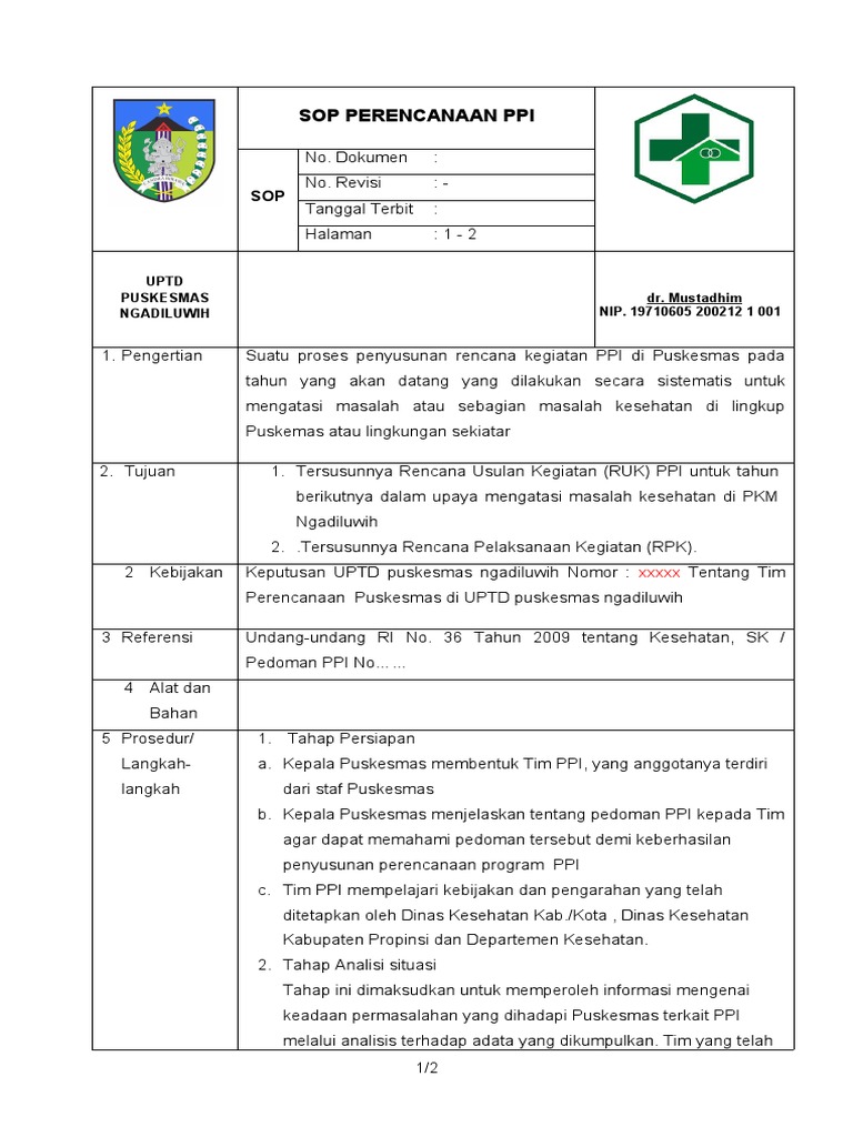Sop Perencanaan Ppi | PDF | Pengembangan Diri | Kesehatan Holistik