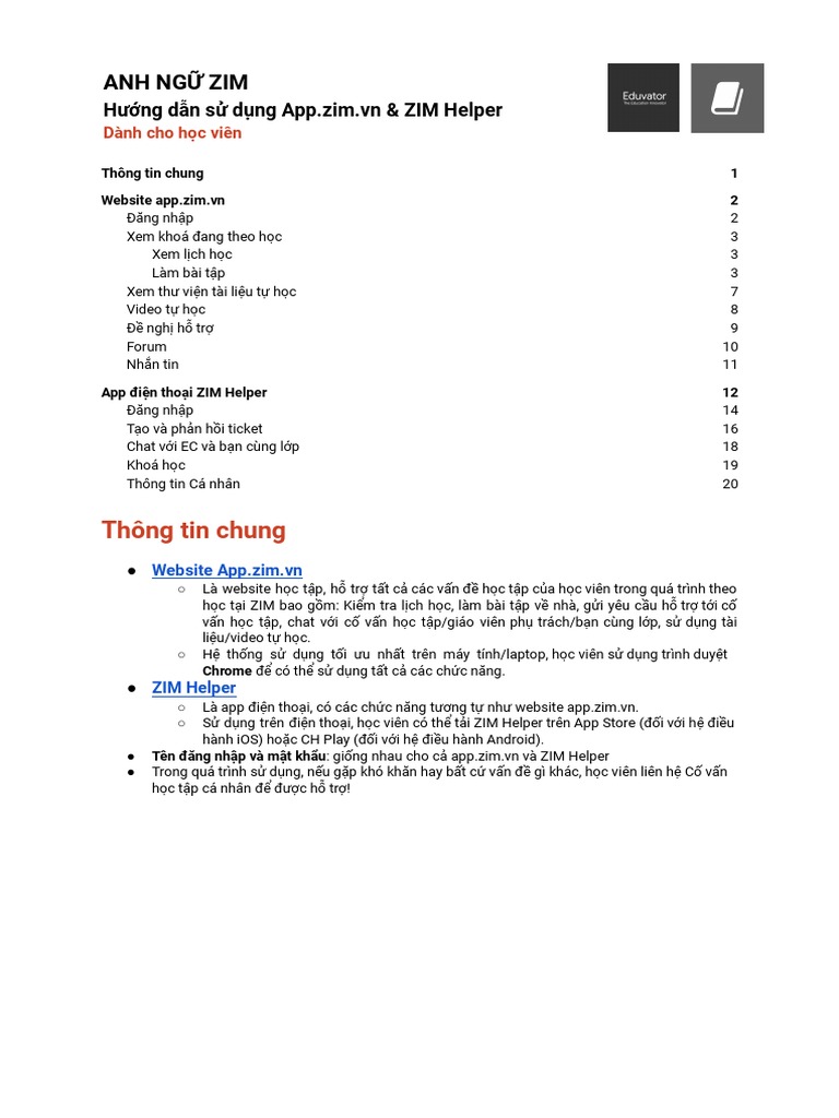 HV Huong Dan Su Dung App - Zim.vn Zim Helper | PDF