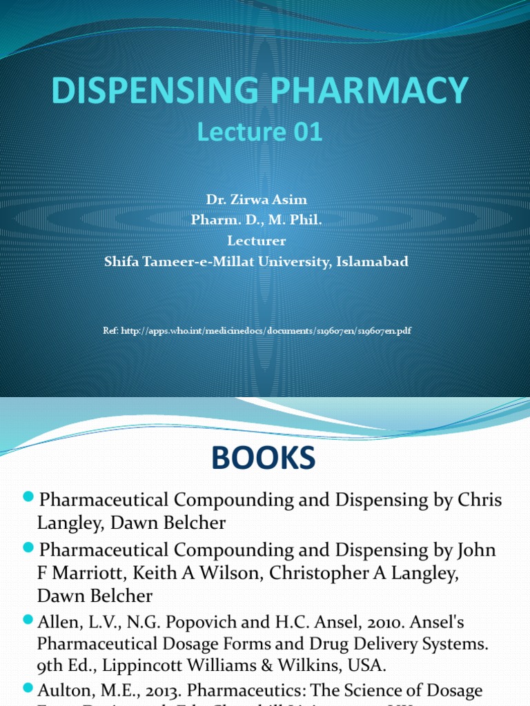 DISPENSING PHARMACY Lec 01 | PDF | Medical Prescription | Pharmacy