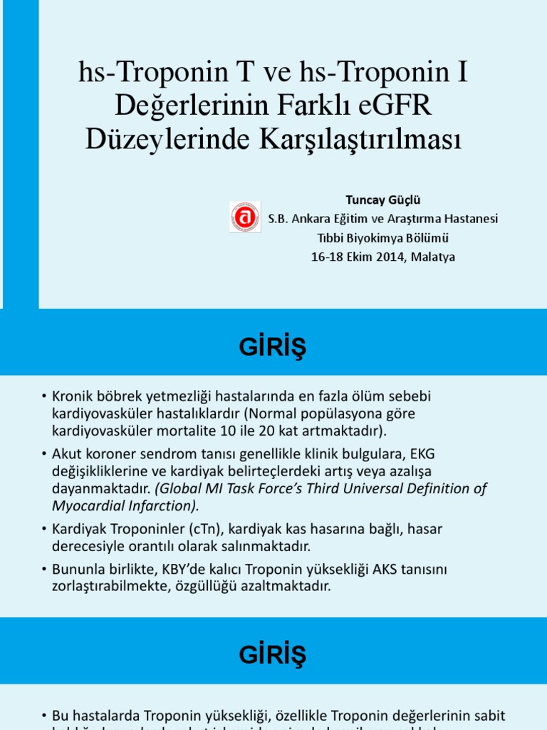 Hs-Troponin T Ve Hs-Troponin I Değerlerinin Farklı eGFR Düzeylerinde ...