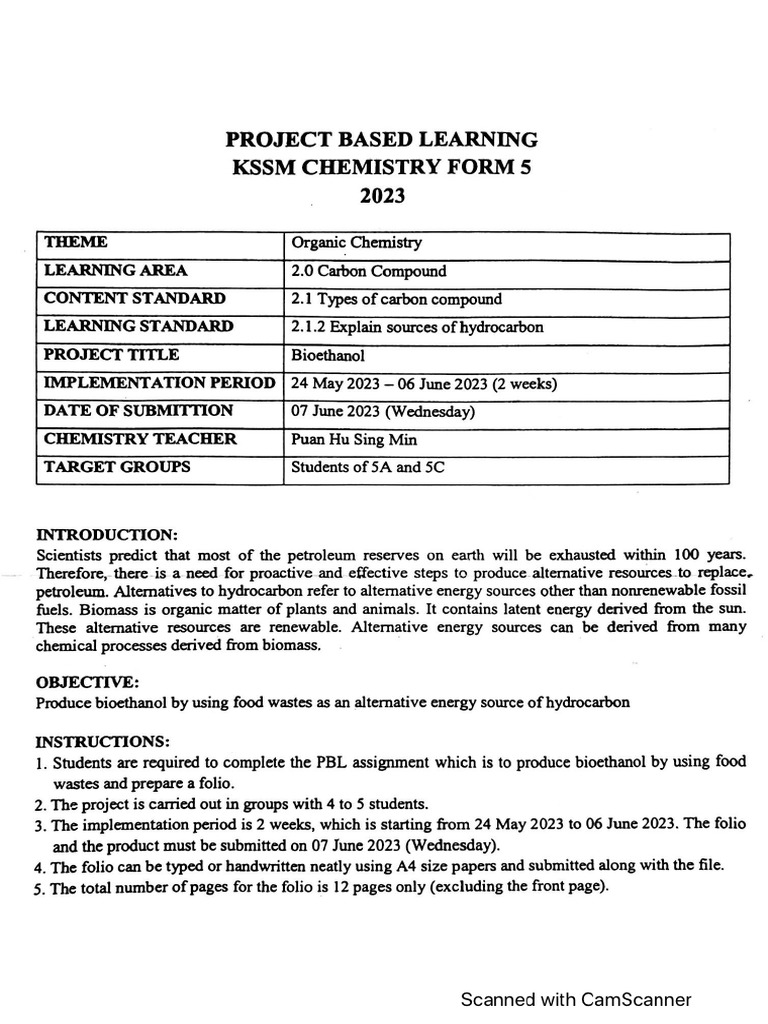 Chemistry PBL (Form 5) | PDF